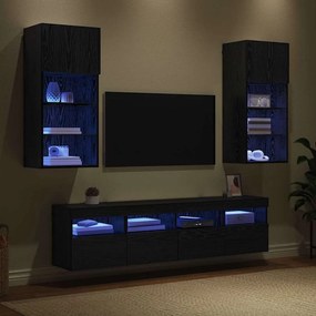 TV nástěnné jednotky s LED 5 ks Černý dub kompozitní dřevo 3402982
