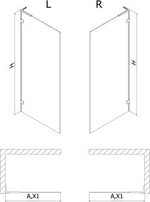 Mexen Lunar L sprchová stěna Walk-in levá 100 x 200 cm, průhledná 8 mm, zlato kartáčované - 830L-100-000-55-00-L