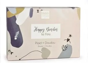Doudou Dárková sada šťastný králíček pléd a béžový muchláček / od 0 le