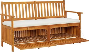 Úložná lavice s poduškou 148 cm masivní akáciové dřevo 316737