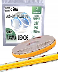 Led Páska Cob 24V silná 18W/m 1800 lm/m Neon linka Double studená 5M