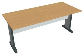 Stůl jednací rovný 180 cm - Hobis Cross CJ 1800 Dekor stolové desky: buk, Dekor lamino podnože: šedá, Barva nohou: černá