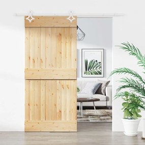Posuvné dveře s kováním 95 x 210 cm masivní borové dřevo,  3203183