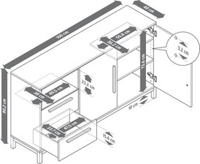 Tchibo - Odkládací skříňka »Eklund« se zásuvkami a dvířky - barva: bílá