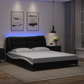 Rám postele s LED bez matrace Hvar černý a bílý 160x200 cm 3213946