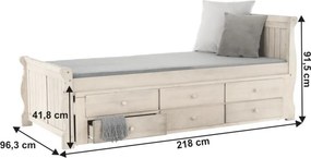 Postel s přistýlkou, 90x200, antická bílá, ANTIKO Kondela 0000258490