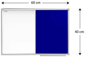 Allboards,Textilní a bílá magnetická tabule COMBI v hliníkovém rámu - 60x40 cm,CO64FN