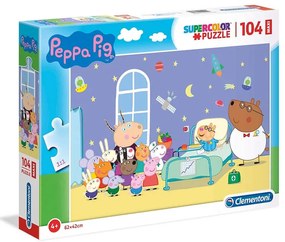 Clementoni - Puzzle Supercolor Maxi 104 Prasárko Peppa
