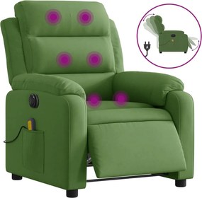 Elektrické masážní polohovací křeslo světle zelené samet 3205084