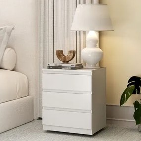 HOMCOM komoda 3 zásuvky se systémem tlumeného zavírání do obývacího pokoje, kanceláře, moderní design 45x40x52,8 cm, bílá