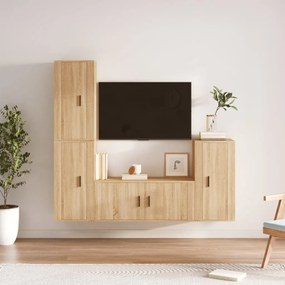 vidaXL 4dílný set TV skříněk kompozitní dřevo [3188591] Barva: hnědý dub