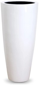 Exkluzivní květináč CITY, sklolaminát, výška 100 cm, bílý lesk