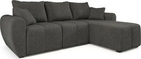 Rozkládací oboustranná sedací souprava do L SEVIO 246x145 cm, tmavě šedá + 2 polštářky ZDARMA