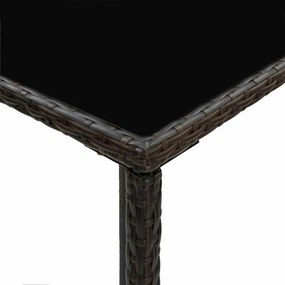 Zahradní barový stůl hnědý 70 x 70 x 110 cm polyratan a sklo 313457