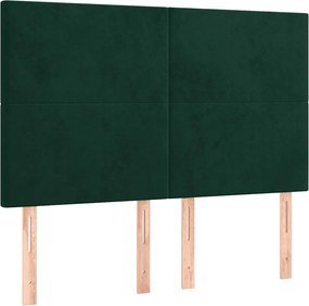 Box spring postel s matrací a LED tmavě zelená 140x190 cm samet 3136002