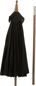 Černý slunečník s dřevěnou tyčí Lorie Wood - ∅ 200*260 cm