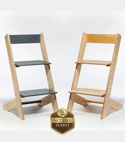 Lucas Wood Style - rostoucí židle EASY LINE zvýhodněný set 2 ks -  šedá + přírodní