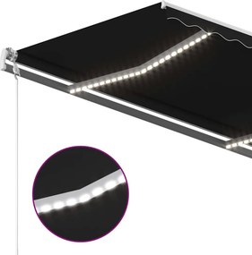 Automatická markýza LED a senzor větru 450 x 350 cm antracitová 3069014