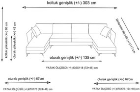 Hanah Home Pohovka do tvaru U KRISTAL béžová