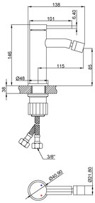 Invena Kalitea, bidetová baterie h-146, černá matná, INV-BB-72-004-V