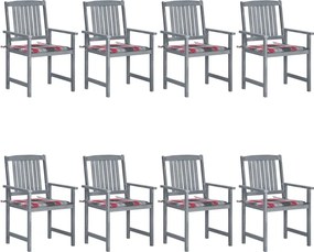 vidaXL Zahradní židle s poduškami 8 ks masivní akáciové dřevo [3078234] Barva: Vzor červená kostka