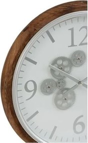 Nástěnné hodiny s dřevěným rámem a ozubenými kolečky Laudine S - Ø 52*7 cm