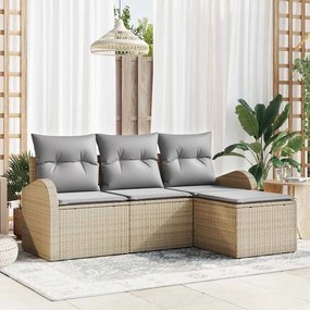 Set pohovek 4 ks Béžová a Světle šedá polyratan 3354659