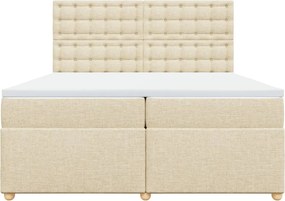 Box spring postel s matrací krémová 200x200 cm textil 3293706