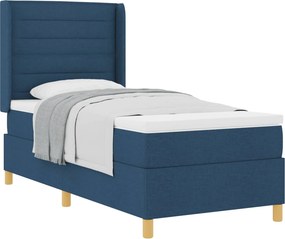 Postel s boxspringem s matrací s čelo Modrá 90 x 200 cm textil 3341755