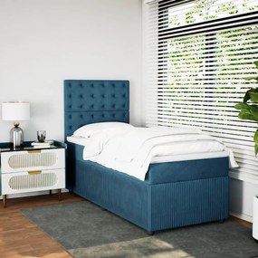 Box spring postel s matrací modrá 80 x 200 cm samet 3294506