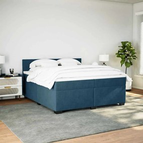 Box spring postel s matrací modrá 200 x 200 cm samet 3288706