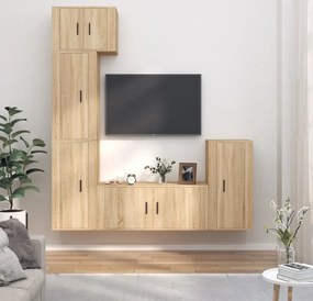 vidaXL 5dílný set TV skříněk kompozitní dřevo [3188615] Barva: kouřový dub
