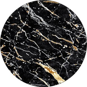 Dywany Łuszczów, Kusový koberec Allure 1963 black/gold kruh, 120x120 (průměr) kruh, černá, kancelář