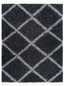 koberec UNION 3482 laťková mříž šedá střapce, Maroko Shaggy velikost 160x220 cm | krásné koberce cz