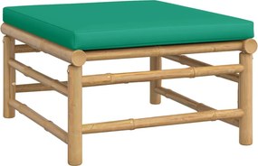 7dílná zahradní sedací souprava se zelenými poduškami bambus 3155165