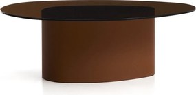 Hnědý konferenční stolek se skleněnou deskou 81x140 cm Olir – Kave Home