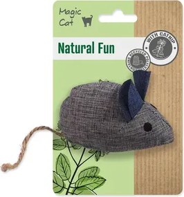 Magic Cat Hračka - Natural Fun myš s šantou kočičí šedá 8cm