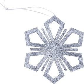 Vánoční ozdoba vločka II, pr. 15 cm, stříbrná, překližka, venkovní