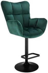 LuxuryForm DESIGN Barové křeslo AURORA VELUR na černé kulaté podstavě - zelené