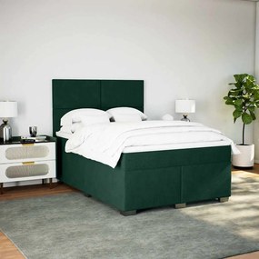 Box spring postel s matrací tmavě zelená 140x200 cm samet 3293227