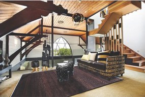 Diamond Carpets India, Ručně vázaný kusový koberec Diamond DC-MCN Black/rust, 140x200, červená, chodba / předsíň