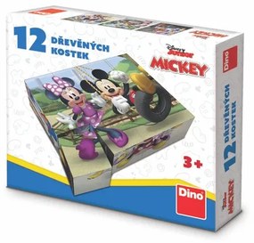 Dřevěné kostky MICKEY A MINNIE 12 ks