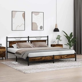 Kovový rám postele bez matrace kouřový dub 193 x 203 cm 3325107