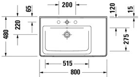 Duravit D-Neo Umyvadlo asymetrické 80 cm, pravé, bílá 2370800000