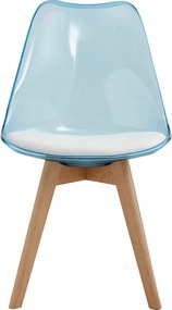 Židle, transparentní modrá, akryl/ekokůže/buk, BALI 2 NEW