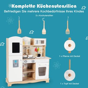 Costway Kuchyňská hrací sada do dětské kuchyňky ze dřeva bílá +