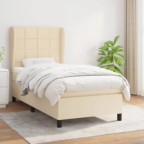 Box spring postel s matrací krémová 90x200 cm textil 3127938