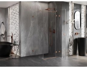 Mexen Lunar T, výklopný sprchový kout pravý 120 x 120 cm, 8mm čiré sklo, profil měděná matná, 834T-120-120-65-00-P