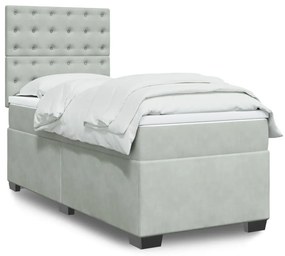 Box spring postel s matrací světle šedá 100x200 cm samet 3290846