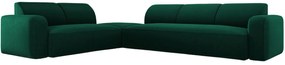 OnaDnes -20% Lahvově zelená sametová rohová pohovka MICADONI Greta 315 cm, levá